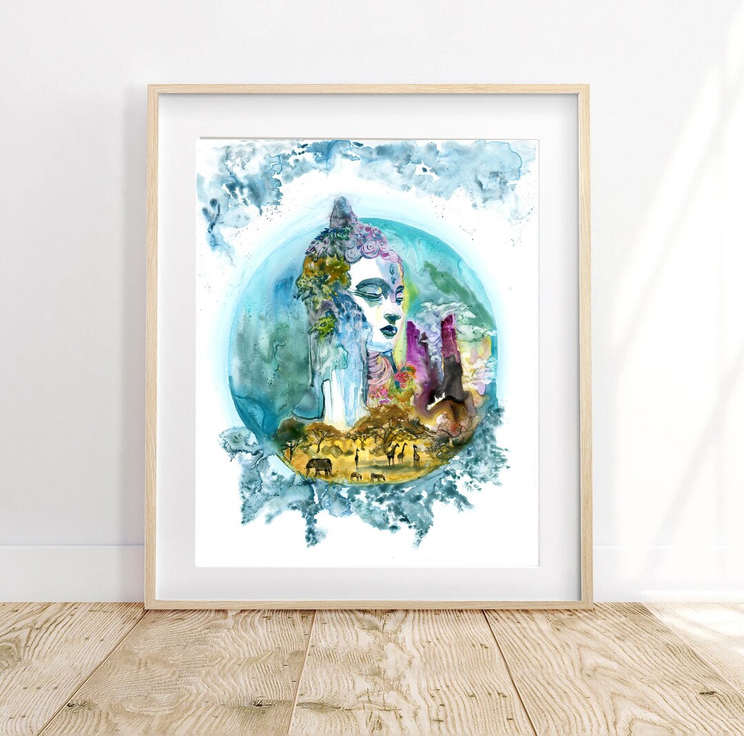 Earth Day Art Print, Earth Day Wall Decor, Earthy Buddha Wall Art, Save ...