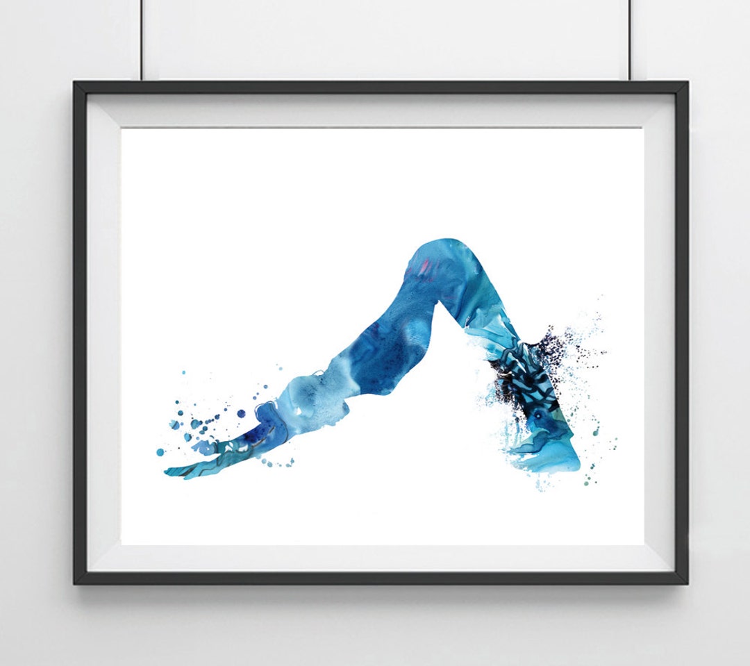 Yoga Poses Art, Abstract Yoga Wall Art, Asana Yoga Pose Print, Blue ...