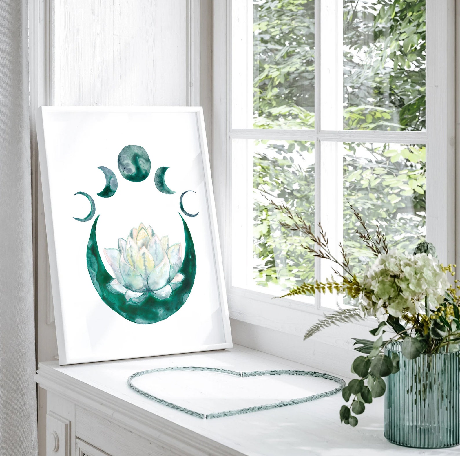 Lotus Flower Wall Art Moon Phase Poster Celestial Decor - Etsy