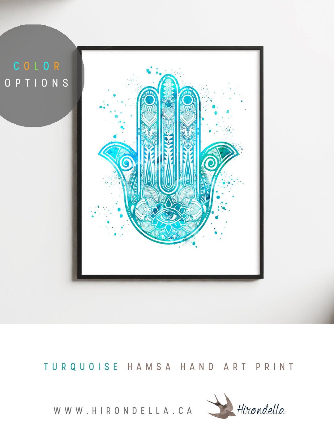 Hamsa Print, Hamsa Hand Art Print, Hamsa Wall Art, Zen Wall Decor ...