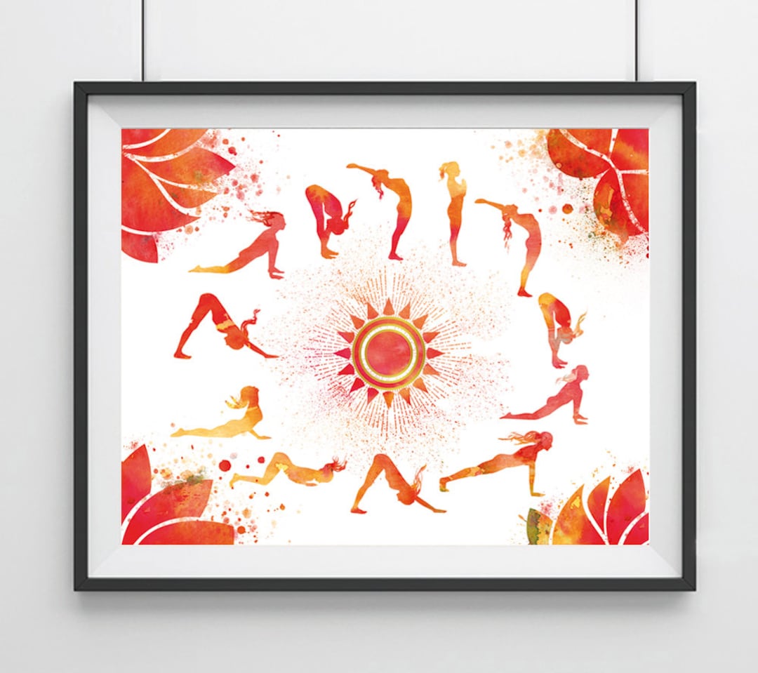 Sun Salutation Print, Yoga Salutation Poster, Surya Namaskar Print ...