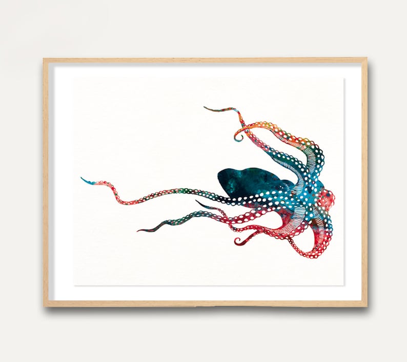 Octopus Art Painting Octopus Print Watercolor Octopus - Etsy