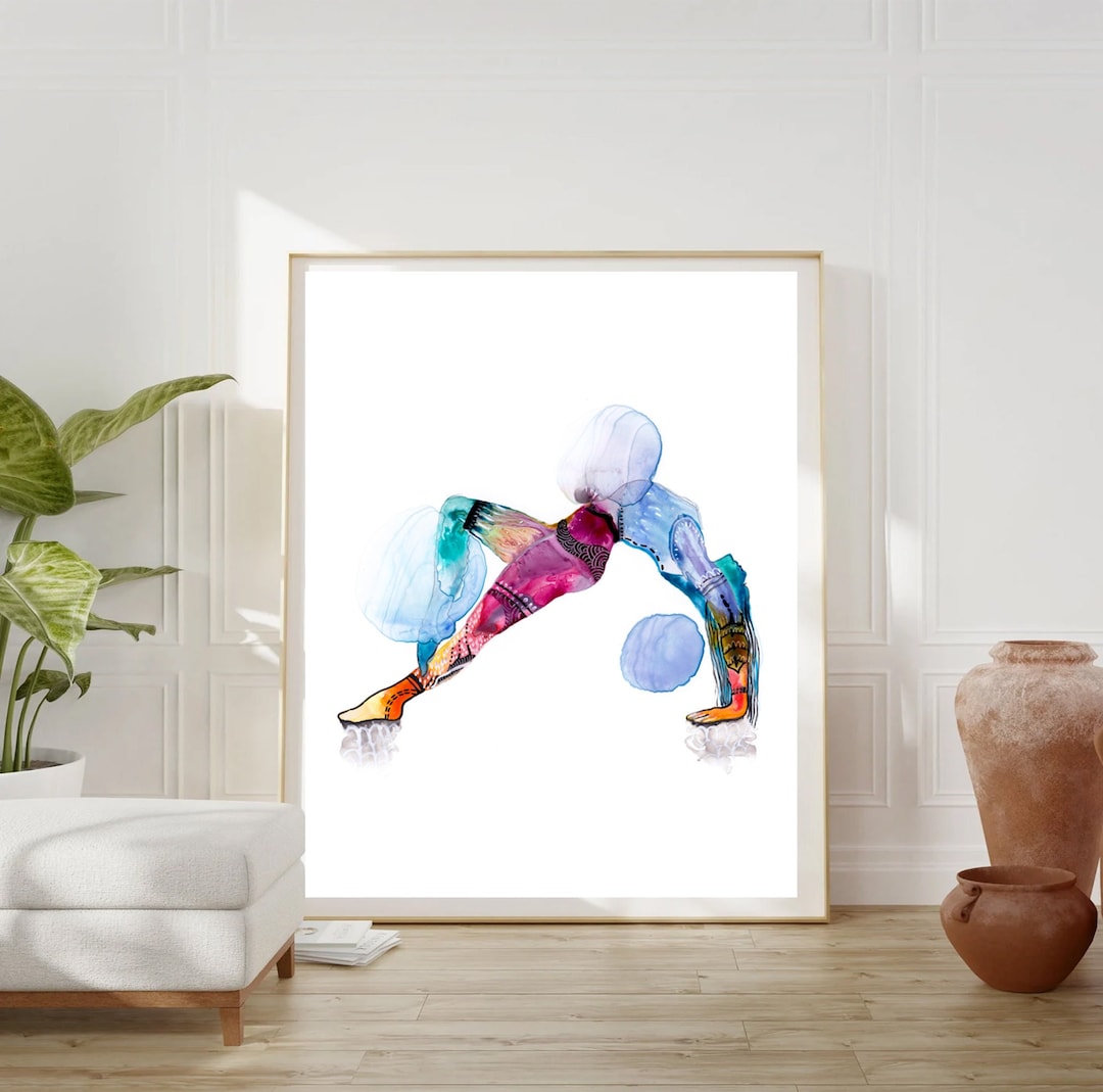 Yoga Artwork, Watercolor Yoga Pose Art, Abstract Yoga Art, Yoga Pose ...