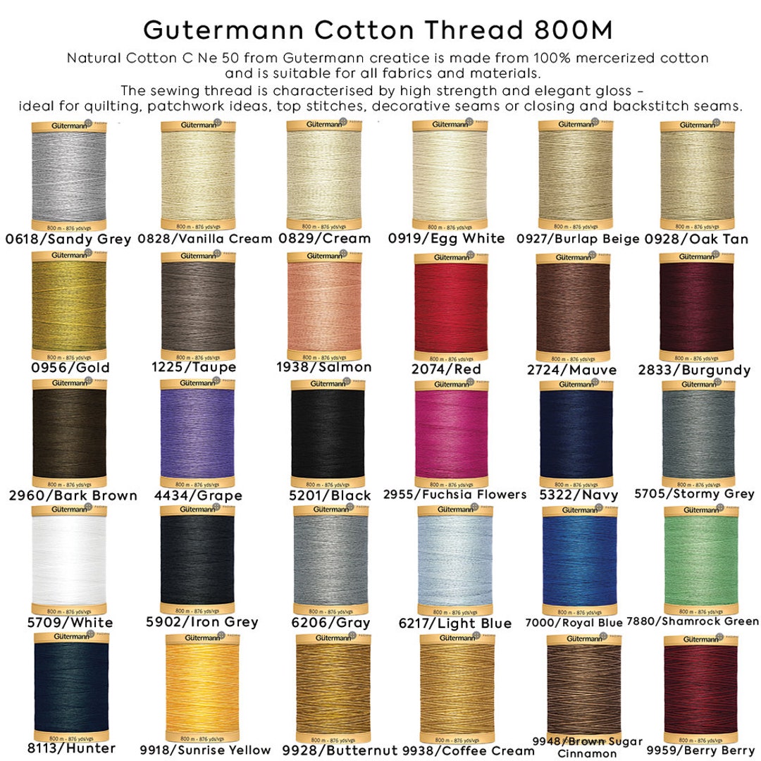 Gutermann Cotton Thread 800M 37 Colors - Etsy