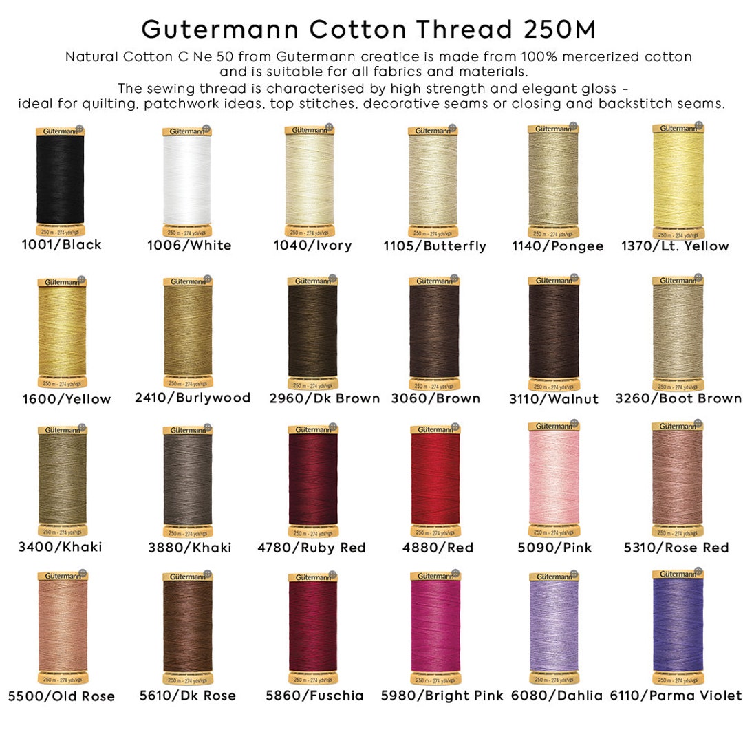 Gutermann Cotton Thread 250M 45 Colors - Etsy