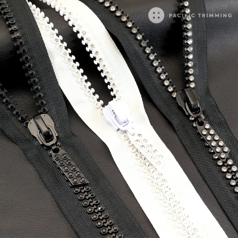 Two Row Rhinestone Molded Plastic #10 Zipper *custom Cut to Length* - Etsy