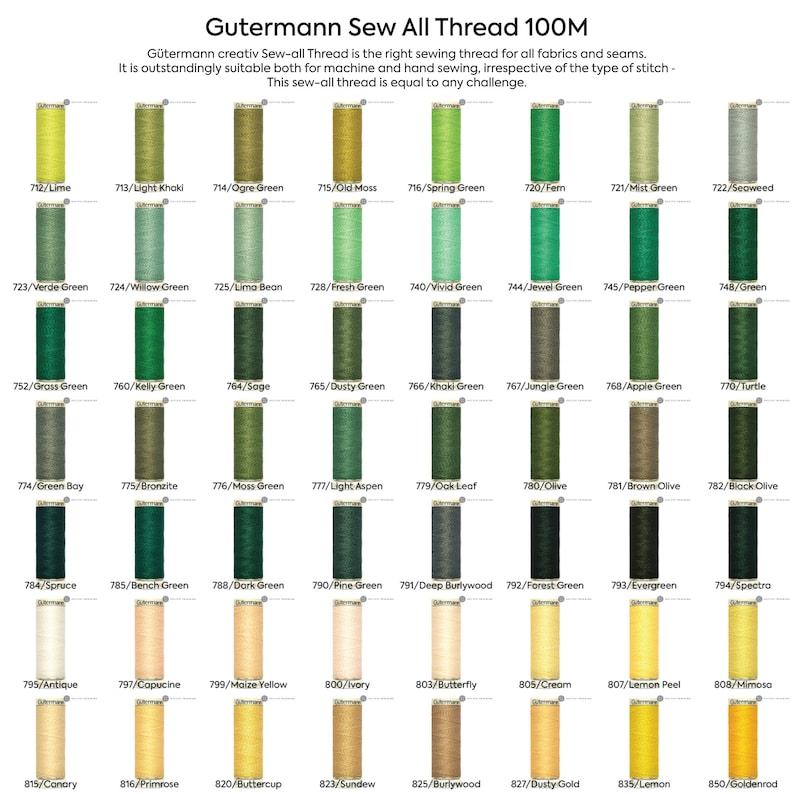 Gutermann Sew All Thread 100M 315 Colors - Etsy