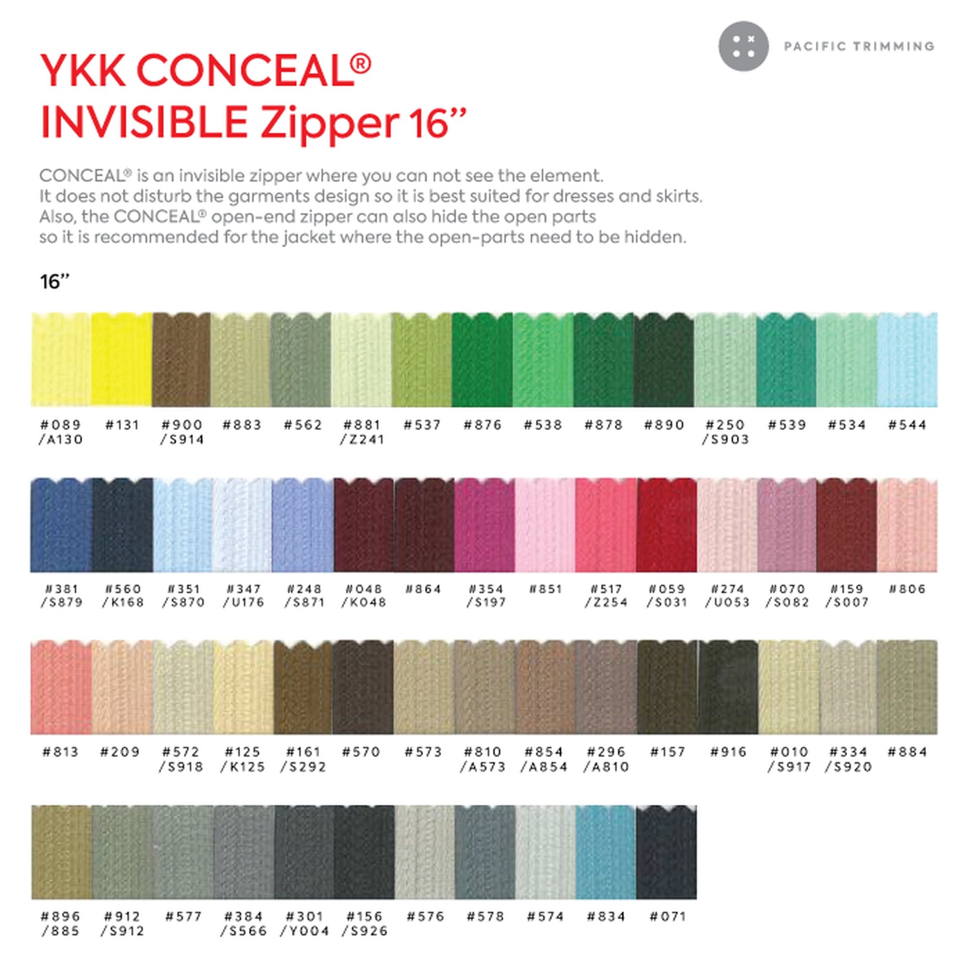 YKK Conceal Invisible 2 Zipper Closed End 8 16 - Etsy