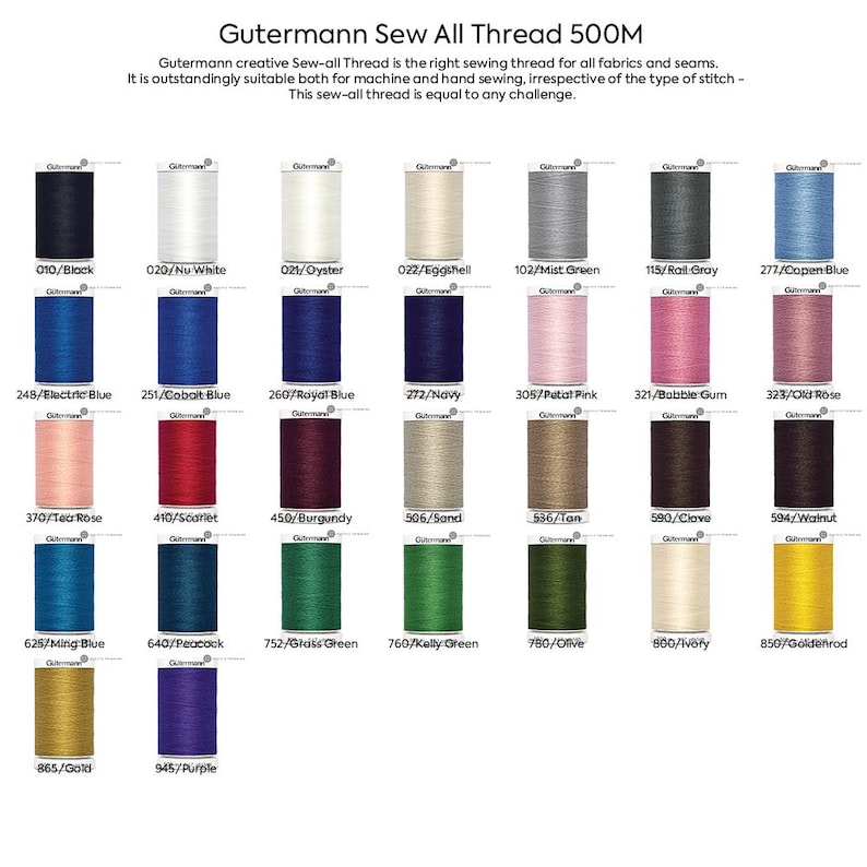 Gutermann Sew All Thread 500M 41 Colors - Etsy
