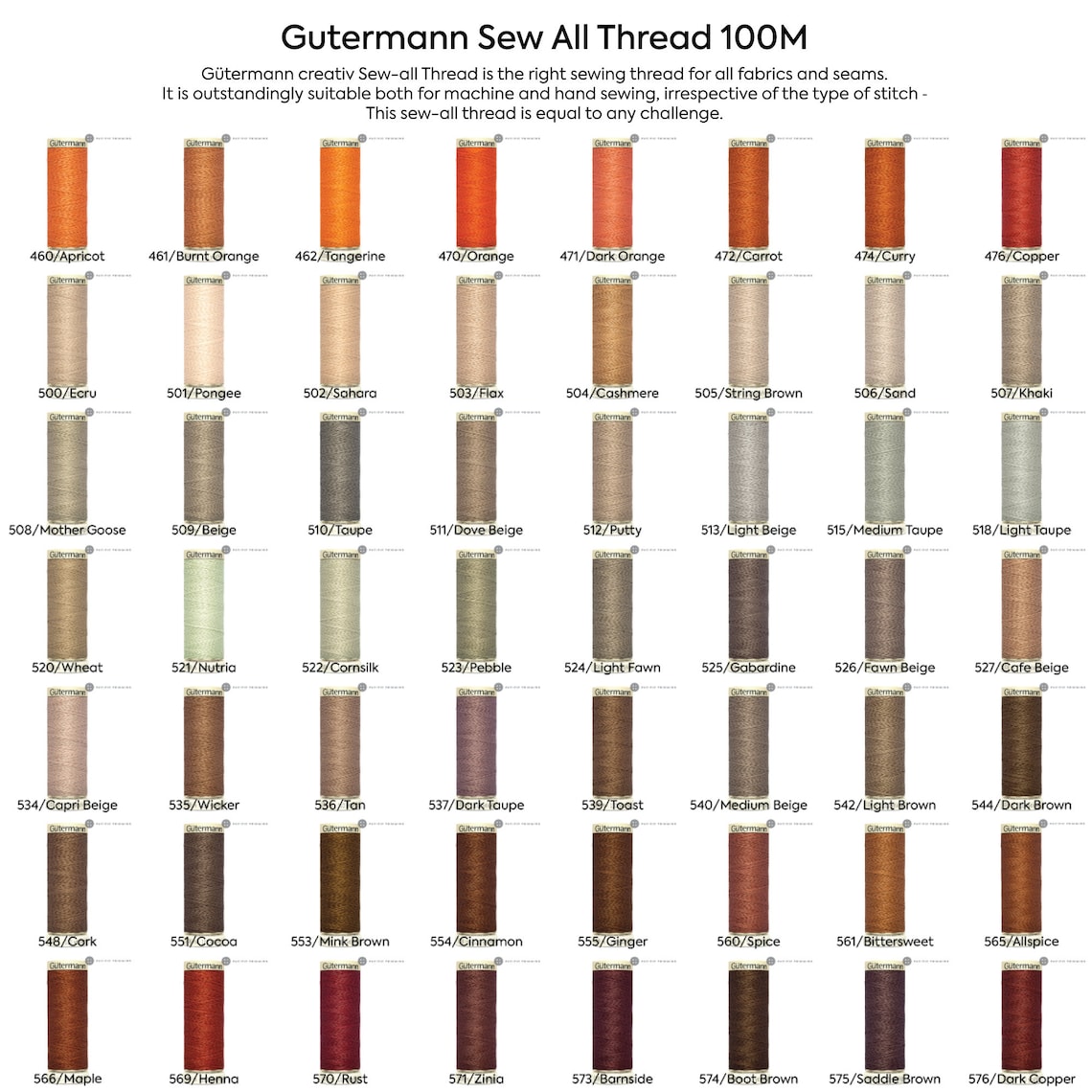 Gutermann Sew All Thread 100M 315 Colors - Etsy