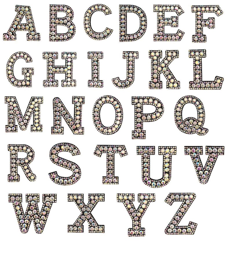Rhinestone Alphabet Iron on Patch - Etsy