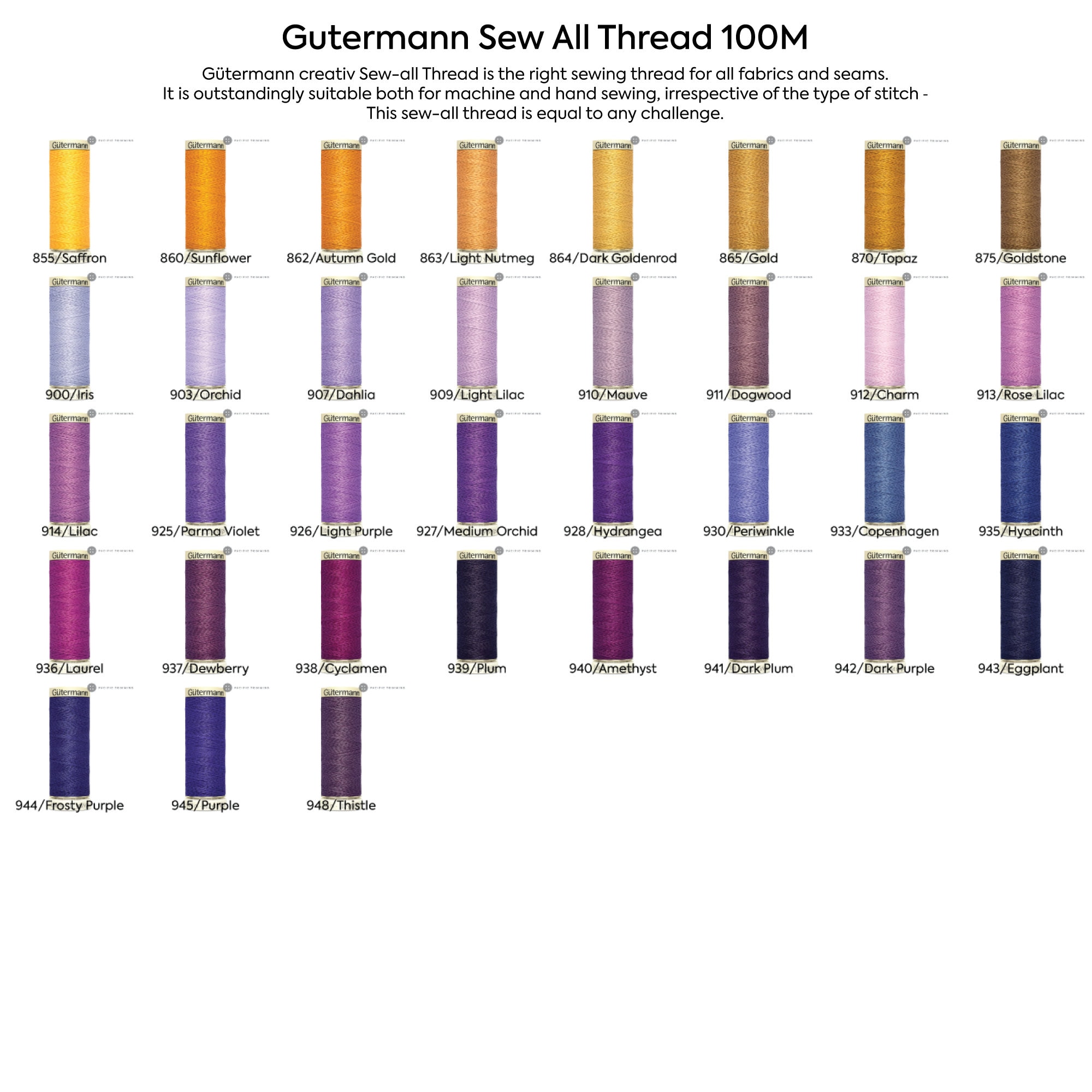 Gutermann Sew All Thread 100M 315 Colors - Etsy