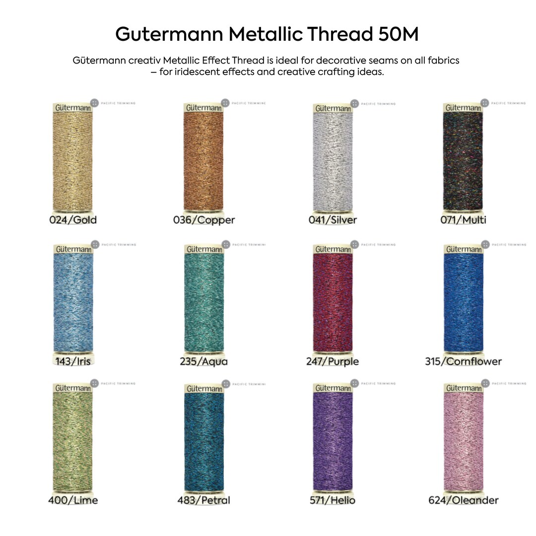 Gutermann Metallic Thread 50M Multiple Colors - Etsy