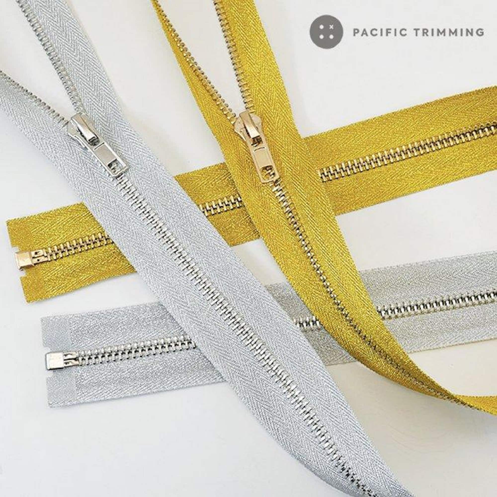 Metal No. 5 Metallic Gold & Silver One Way Zipper custom Cut - Etsy