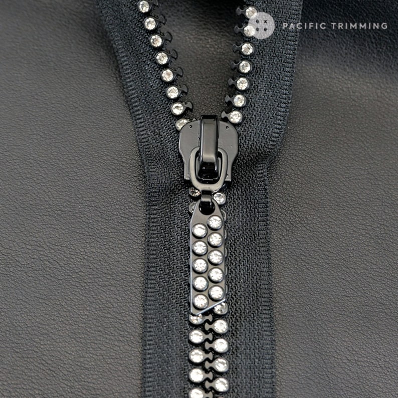 Two Row Rhinestone Molded Plastic #10 Zipper *custom Cut to Length* - Etsy