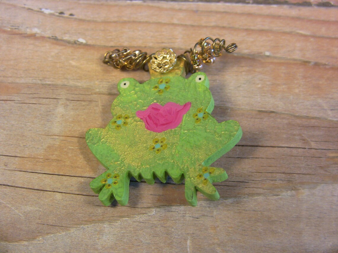 Vintage Princess Frog Pin Hand-painted Handcrafted Artisan Jewelry ...