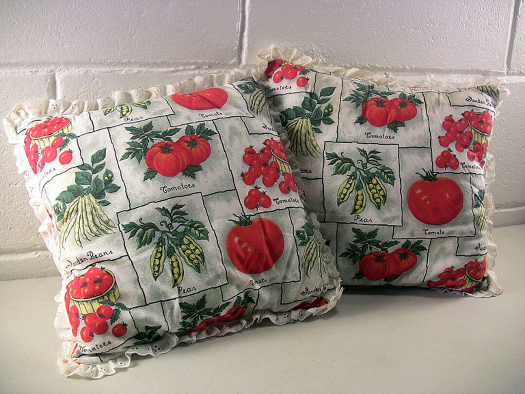 Vintage Throw Pillow Vegetable Garden Decorative Accent Pillow for ...