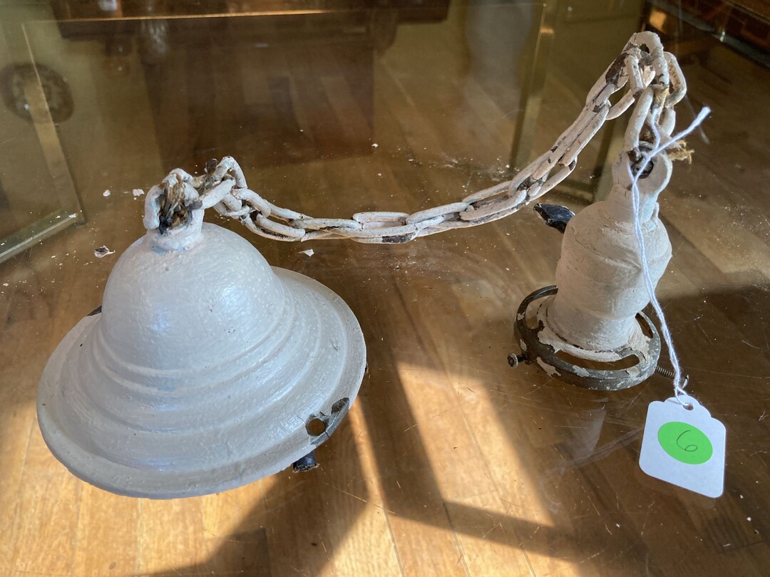 Antique Hubbell Chain Pendant Light Chain Painted No Shade Farmhouse ...