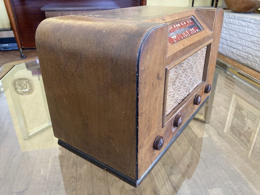 Antique Vintage Tabletop Tube Radio Hazeltine Wood Art Deco BC SW 1940s ...