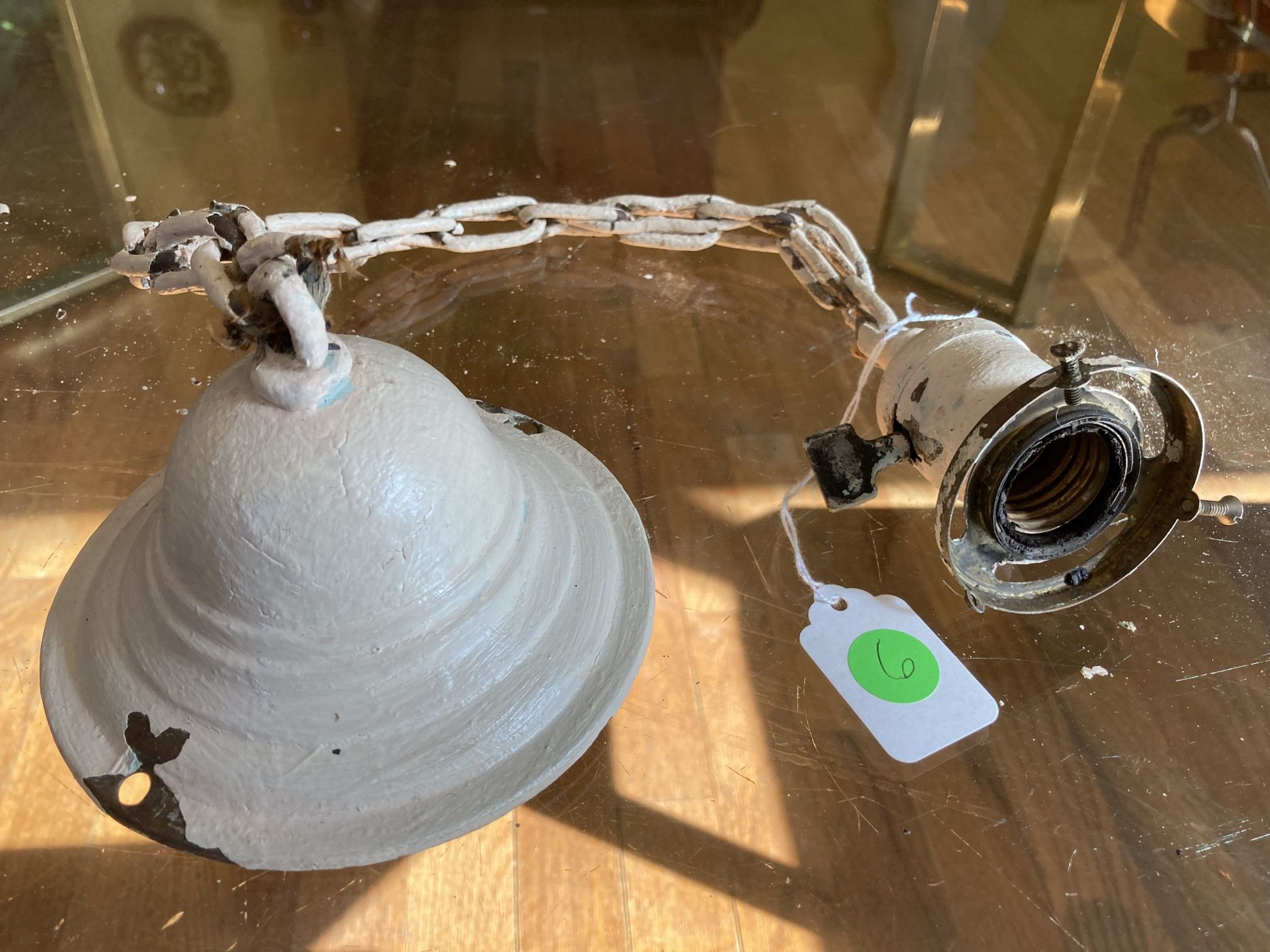 Antique Hubbell Chain Pendant Light Chain Painted No Shade Farmhouse ...