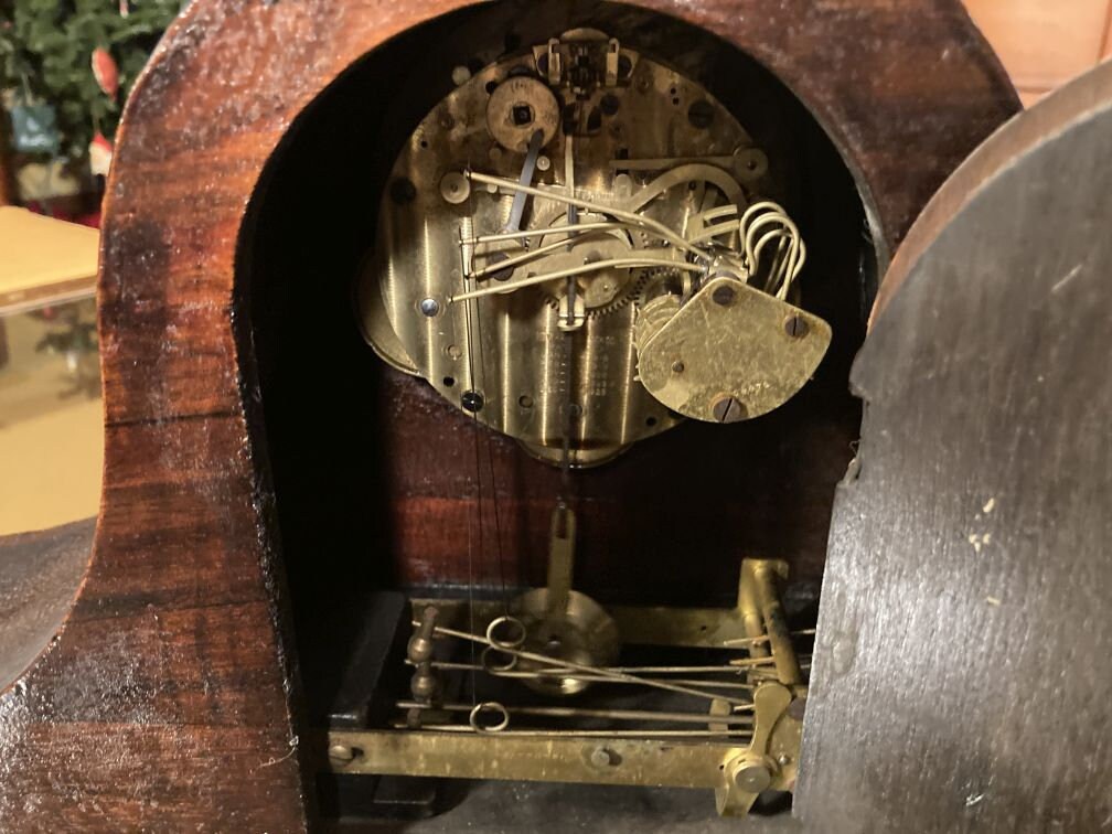 Antique Wind-up Mantel Clock New Haven Tambour 8-day Chimes Serviced in ...