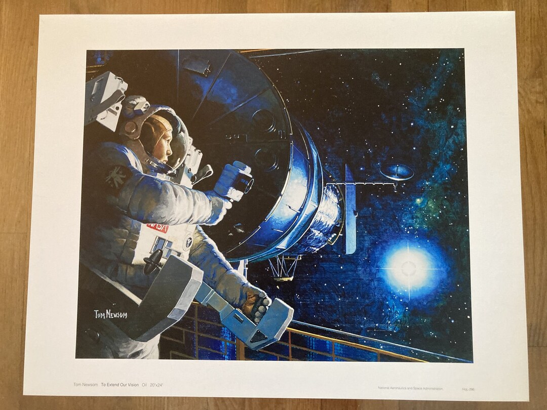 Vintage 1990s NASA Art Print Hubble Space Team No.296 to Extend Our ...