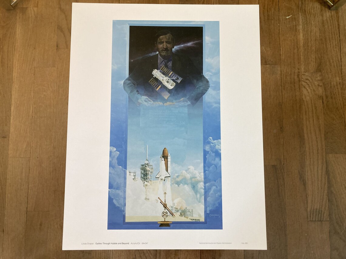 Vintage 1990s NASA Art Print Hubble Space Team Galileo Through - Etsy