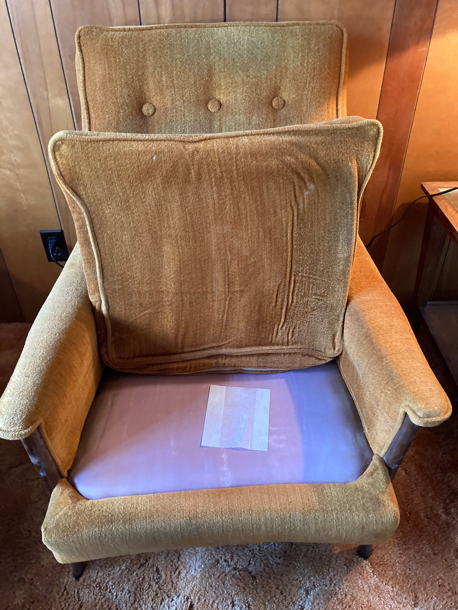 Vintage Mid Century High Back Lounge Chair Orange Tufted Arm Chair ...