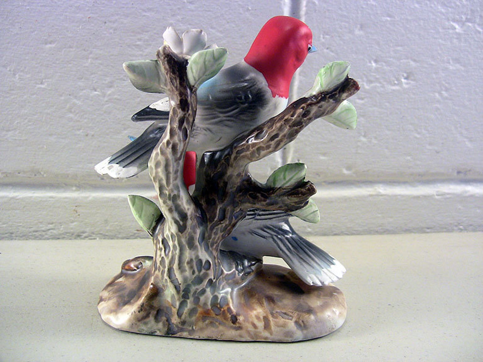 Vintage Bird Figurines Ceramic Birds Woodpeckers on Branch - Etsy