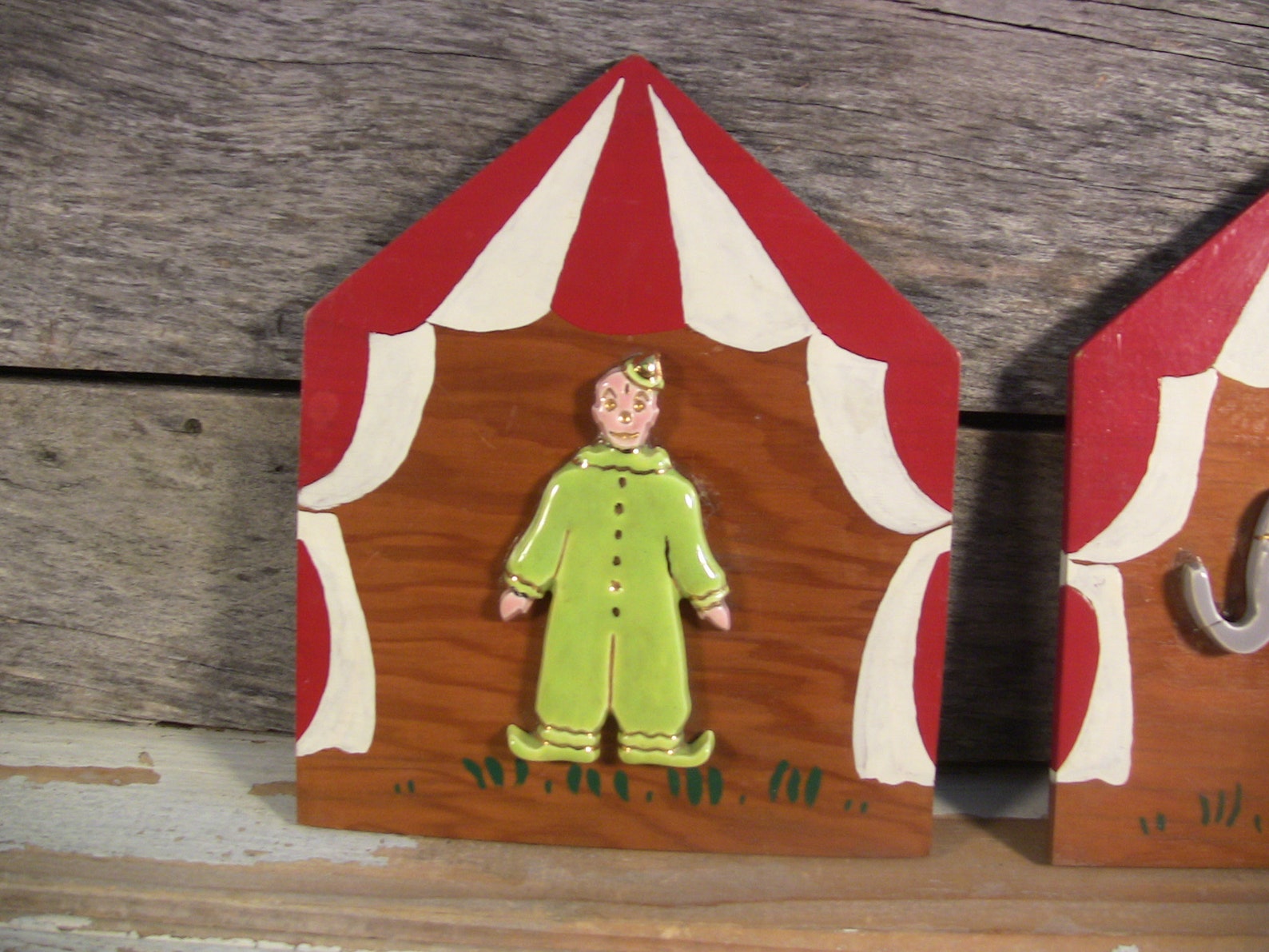 Vintage Big Top Circus Wall Plaques Crafted Wood Ceramic Clown Elephant ...