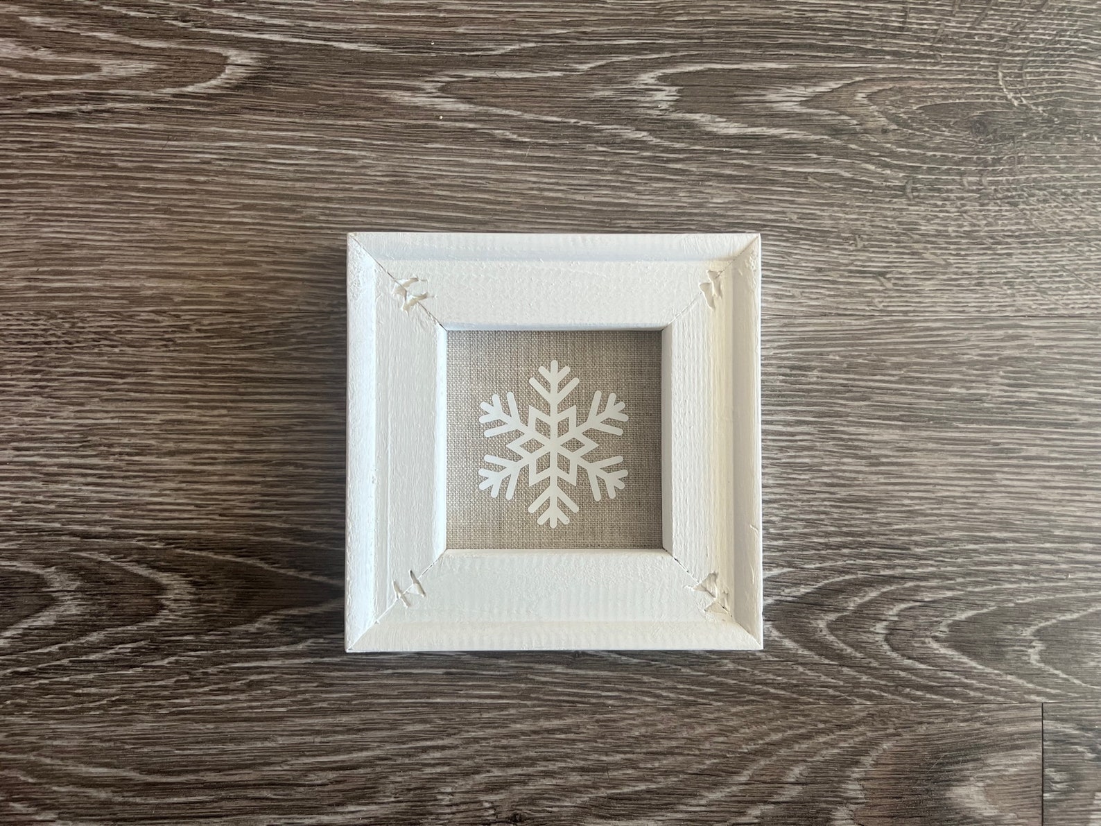 Snowflake Reversed Canvas Sign | Natural Linen Canvas & White Vinyl ...