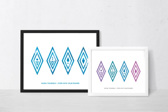 Elsa Elements Print Earth Water Wind Fire Decor Frozen Art - Etsy