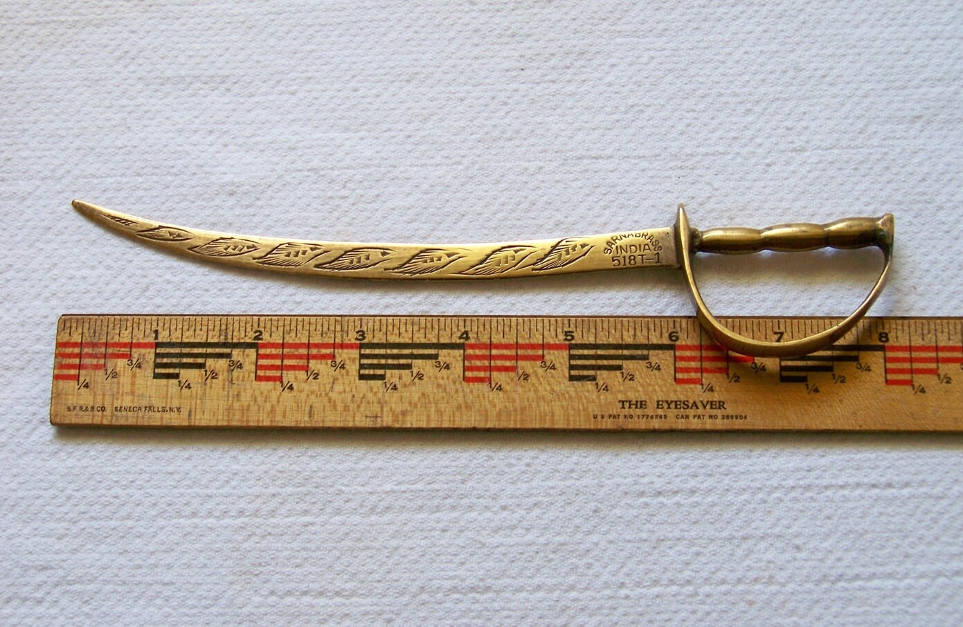 Vintage Mid-century SARNA BRASS India 518T-1 Scimitar Style Decorated ...