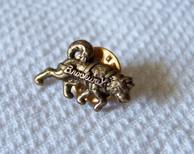 Vintage 1960's BROCKWAY Huskie Trucks Husky Sled Dog Logo Gold-tone ...
