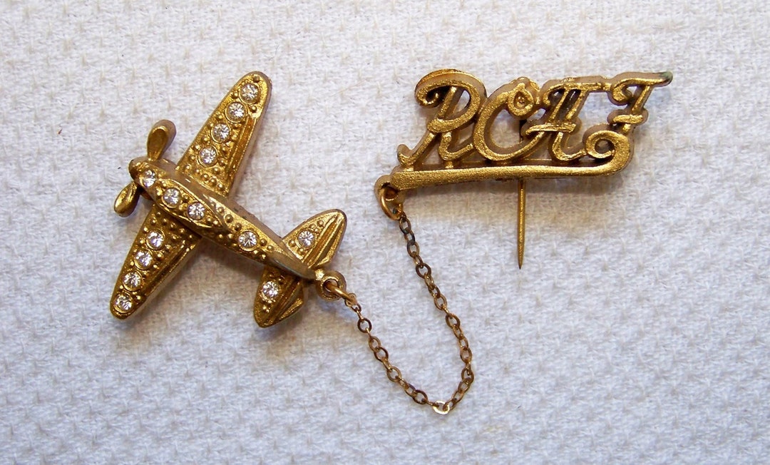 Vintage WWII Era RCAF Royal Canadian Airforce Glass Rhinestone Plastic ...