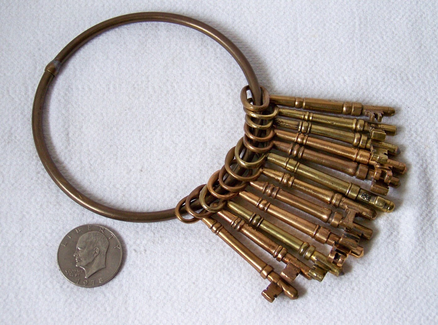 Set of Large Antique 3-1/2 to 4 Solid Brass & Bronze Skeleton Keys on ...