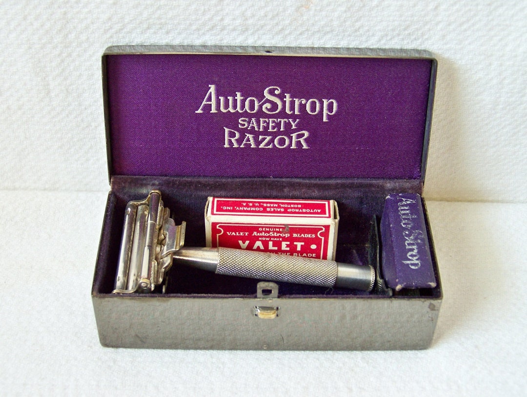 Antique Auto-strop SAFETY RAZOR Co. U.S.A. Plated Brass Open-comb ...