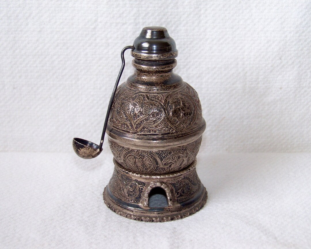 Vintage Mid-century Egyptian Coin Silver 900 Lotus Hallmarks Persian ...