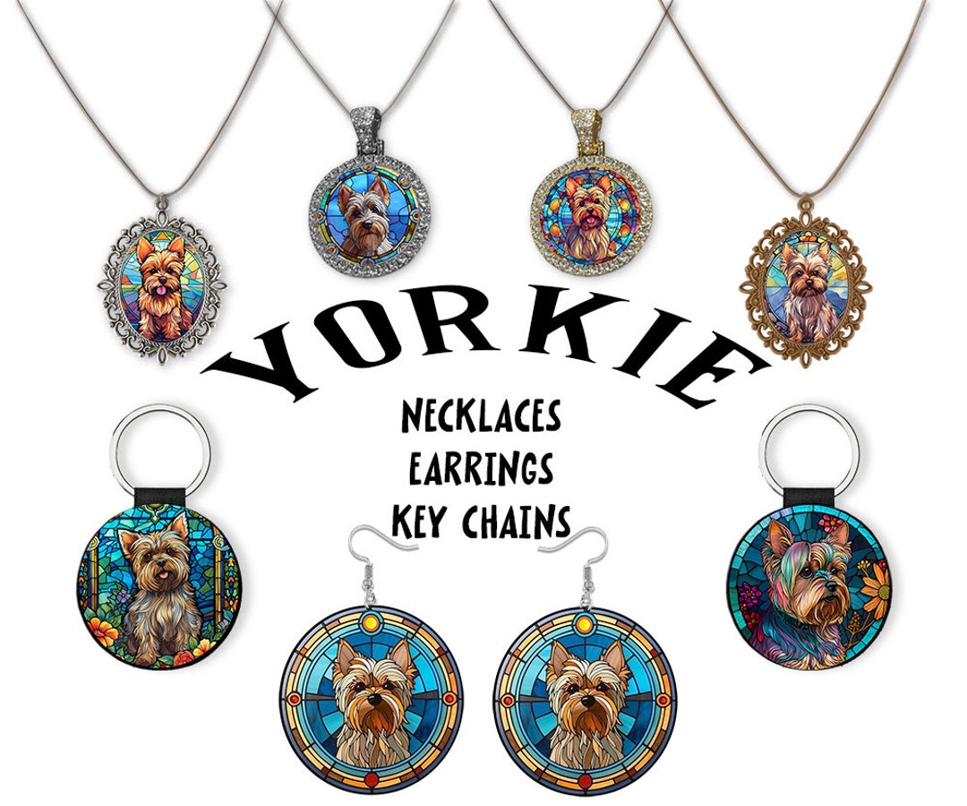 Yorkie Jewelry Stained Glass Style Necklaces, Earrings and More - Etsy