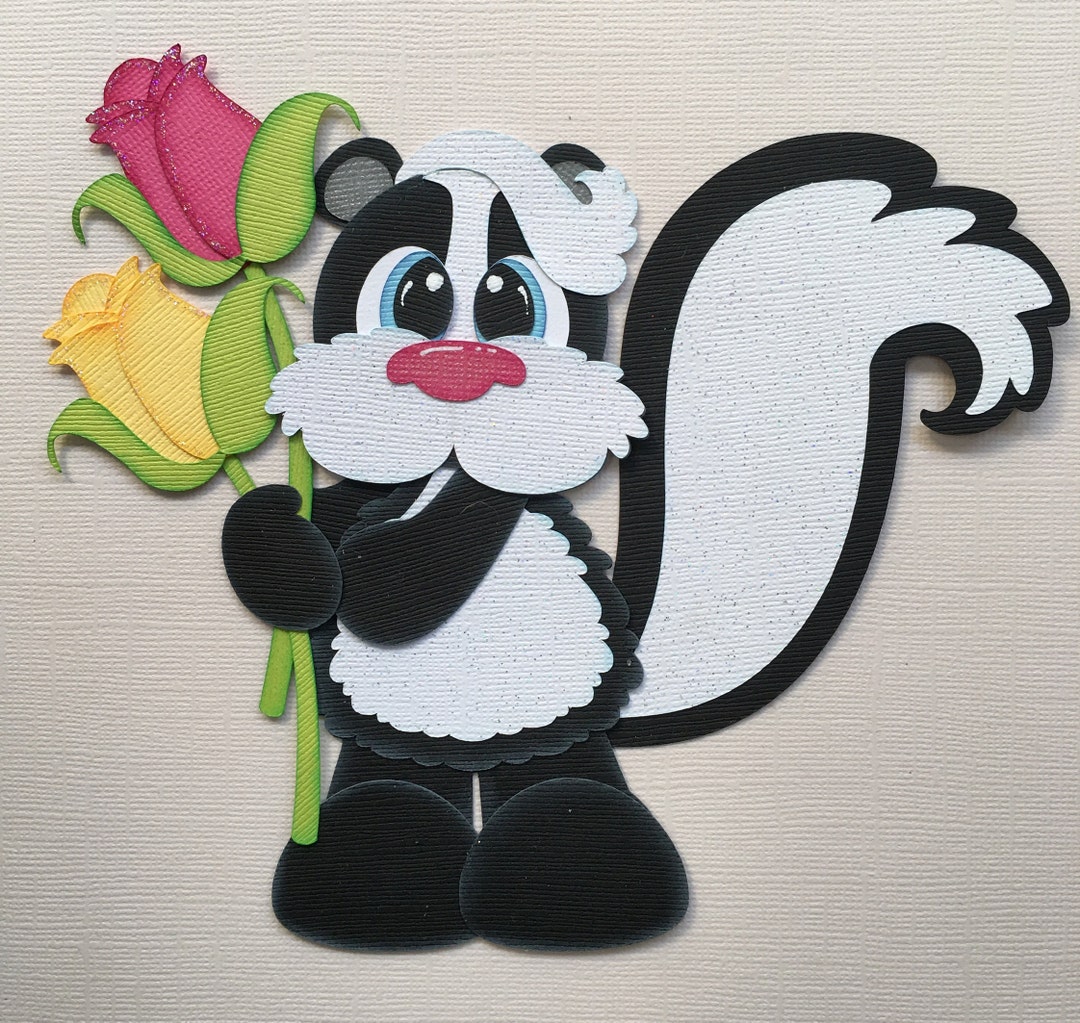 Skunk With Flowers Paper Piecing Die Cut Scrapbook Embellishment - Etsy