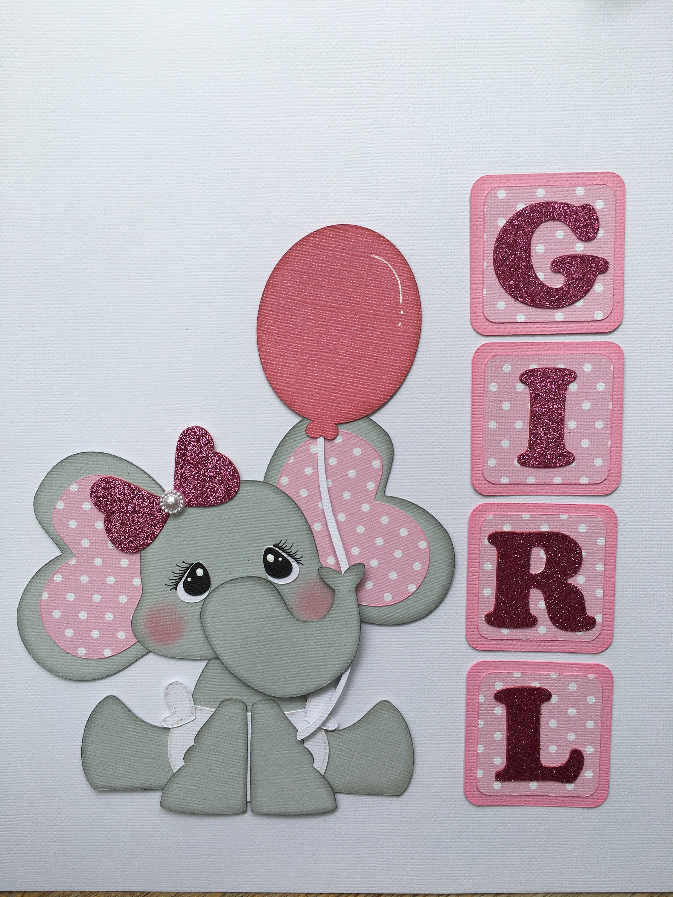 Baby Girl Elephant With Balloon Paper Piecing Die Cut - Etsy
