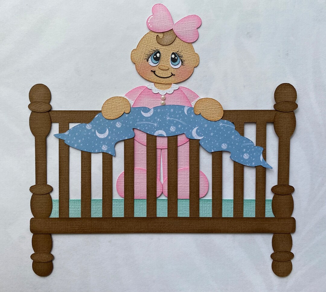 Baby Girl in Crib Paper Piecing Scrapbook Embellishment - Etsy