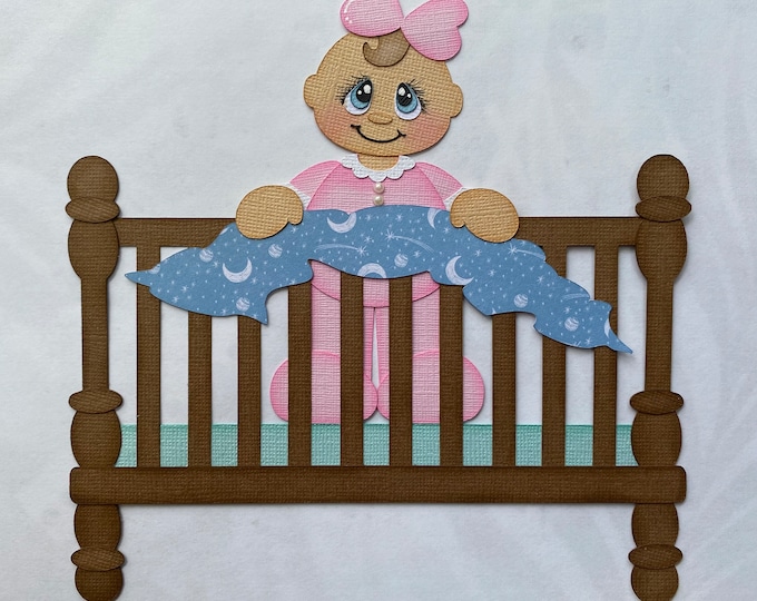 Baby Girl in Crib Paper Piecing Scrapbook Embellishment - Etsy