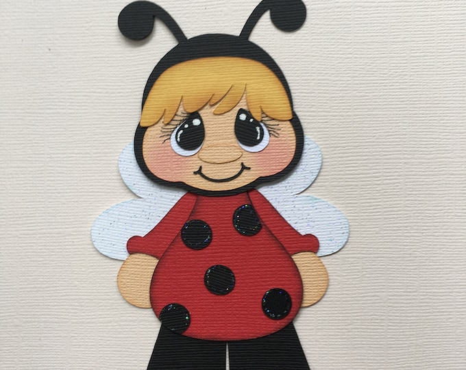 Child Dressed as Ladybug Paper Piecing Die Cut Scrapbook Embellishment ...