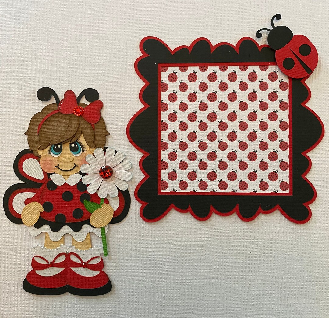 Ladybug Girl With Frame Paper Piecing Scrapbook Embellishment Set - Etsy