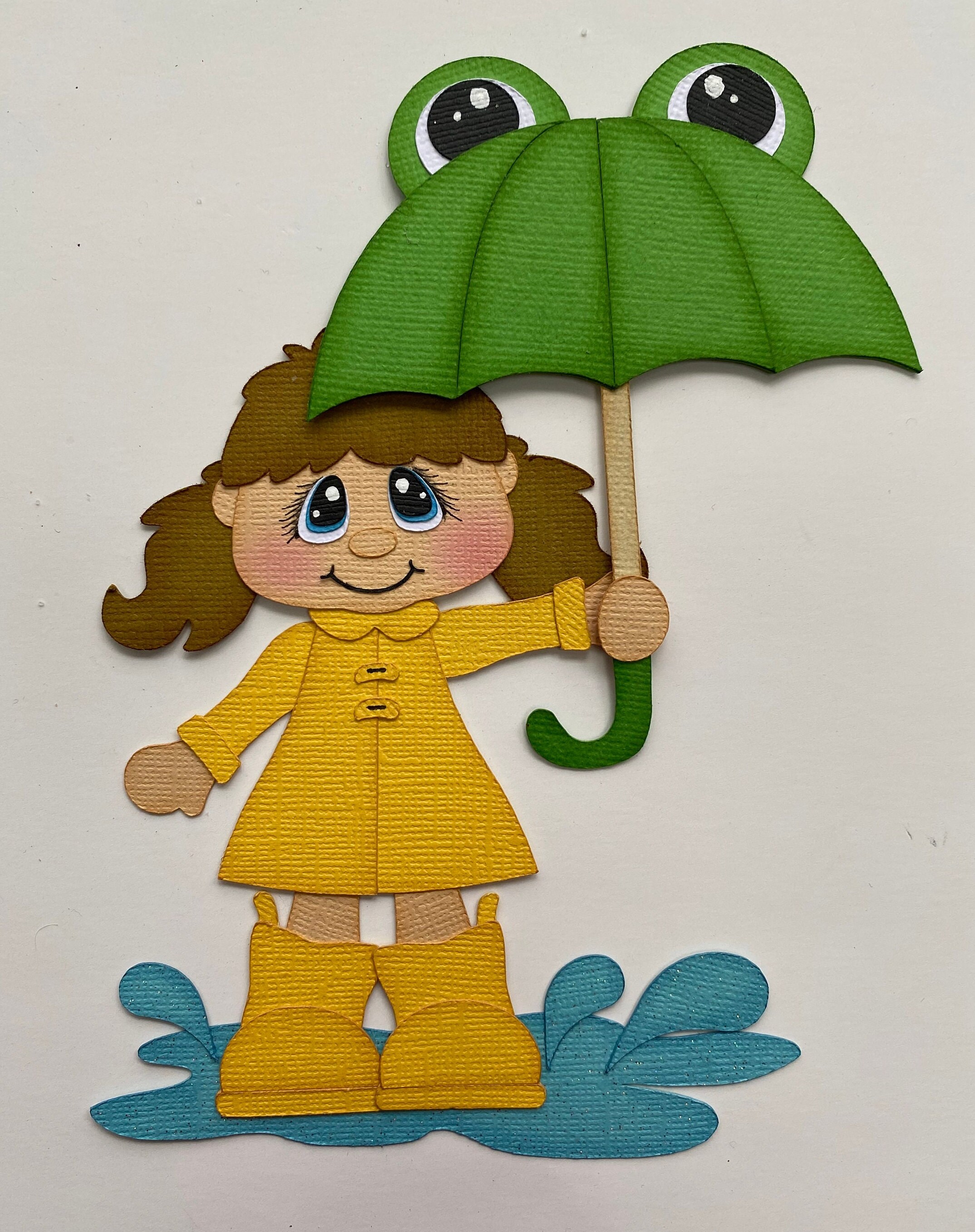Girl in Frog Umbrella Paper Piecing Die Cut Scrapbook Embellishment - Etsy