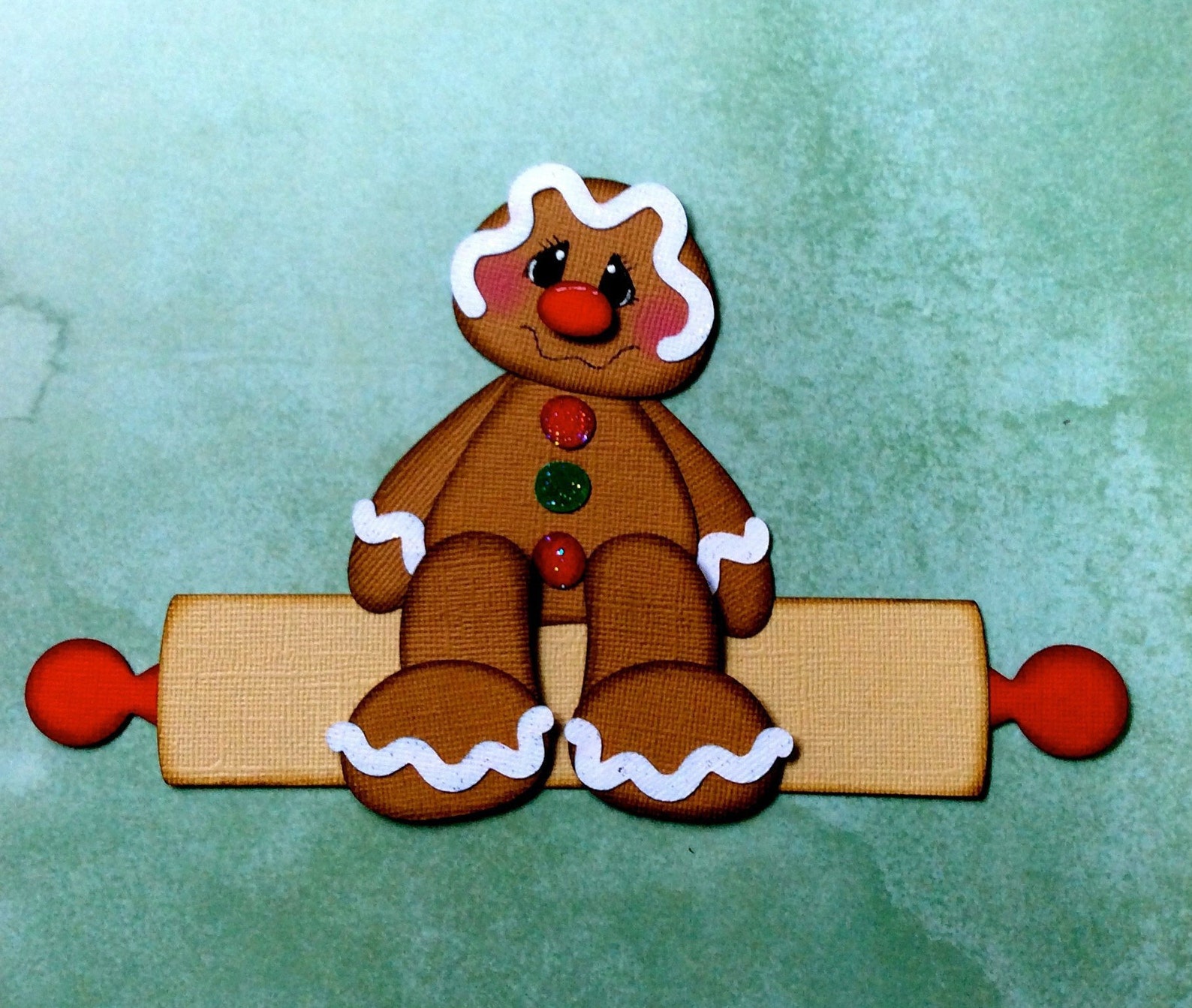 Gingerbread Man on Rolling Pin Paper Piecing Die Cut Scrapbook ...