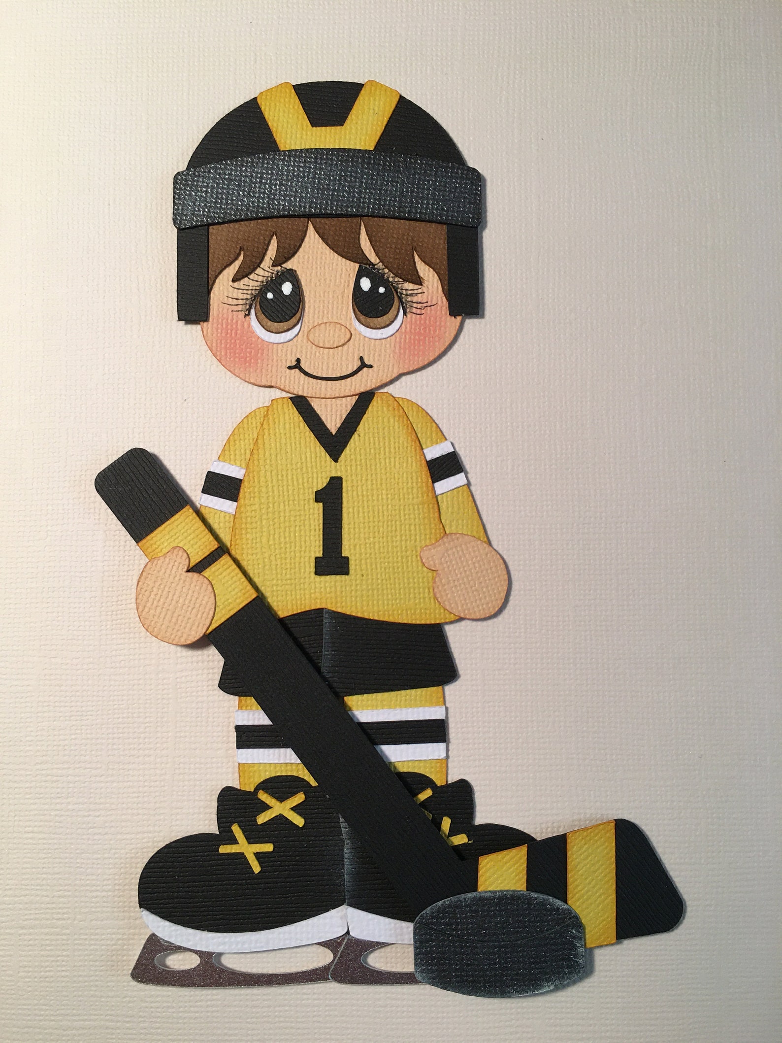 Hockey Player Paper Piecing Scrapbook Die Cut Embellishment - Etsy