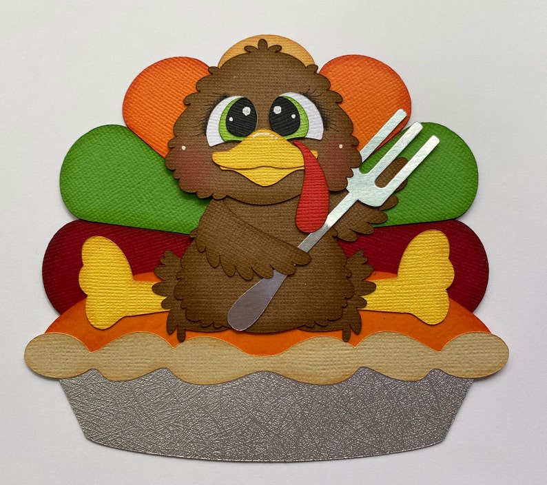 Turkey on Pie Paper Piecing Die Cut Scrapbook Embellishment - Etsy