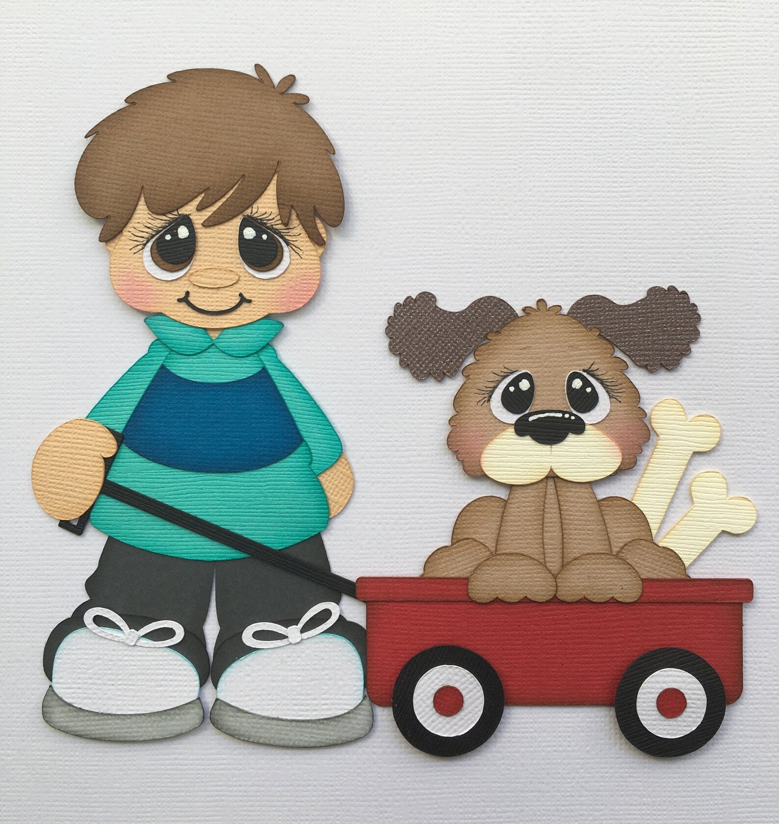 Boy With Wagon Paper Piecing Die Cut Scrapbook Embellishment - Etsy